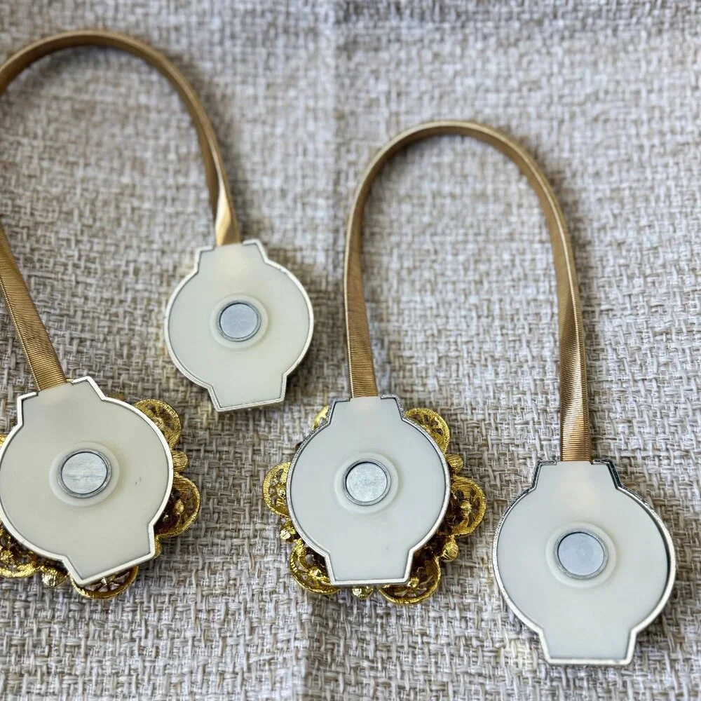 Accents | Curtain Magnetic Tie Backs 2 Pc Gold Tone Acrylic Crystal ...